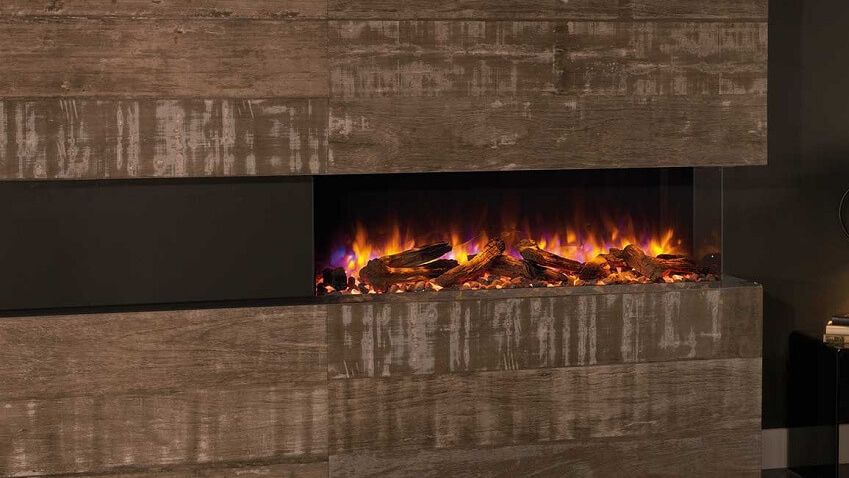 Regency Skope 43″ 1 to 3 sided linear electric fireplace with oak-style ...